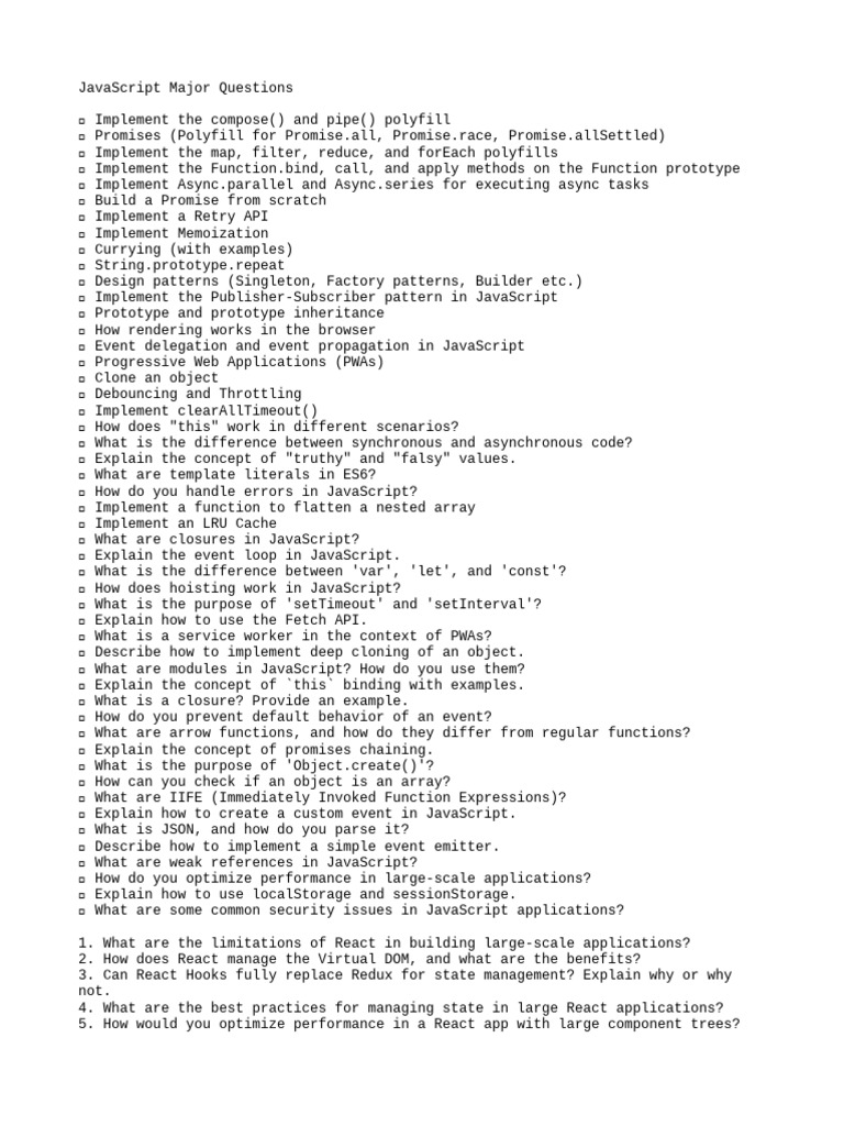 Js Interview Most Important | PDF | Java Script | Computer Programming