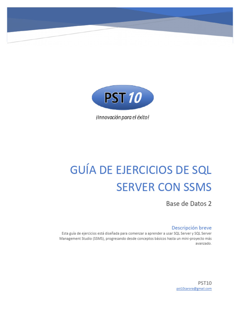 Guía de Ejercicios de SQL Server Desde SSMS | PDF | Servidor SQL de Microsoft | Bases de datos