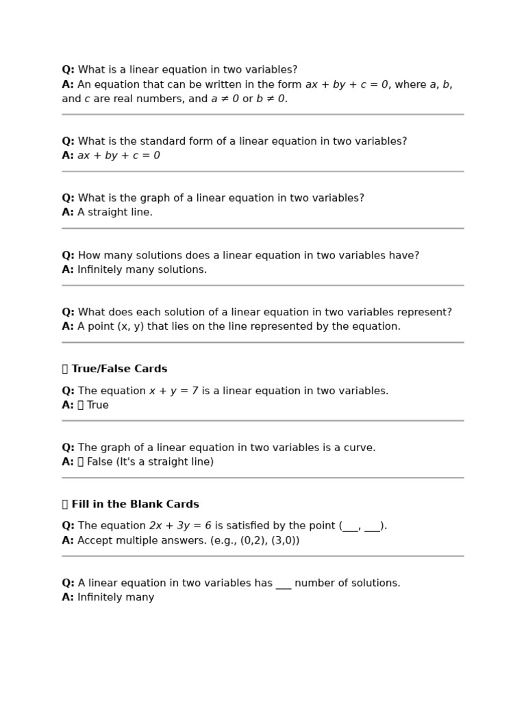 Understanding Linear Equations in Two Variables | PDF