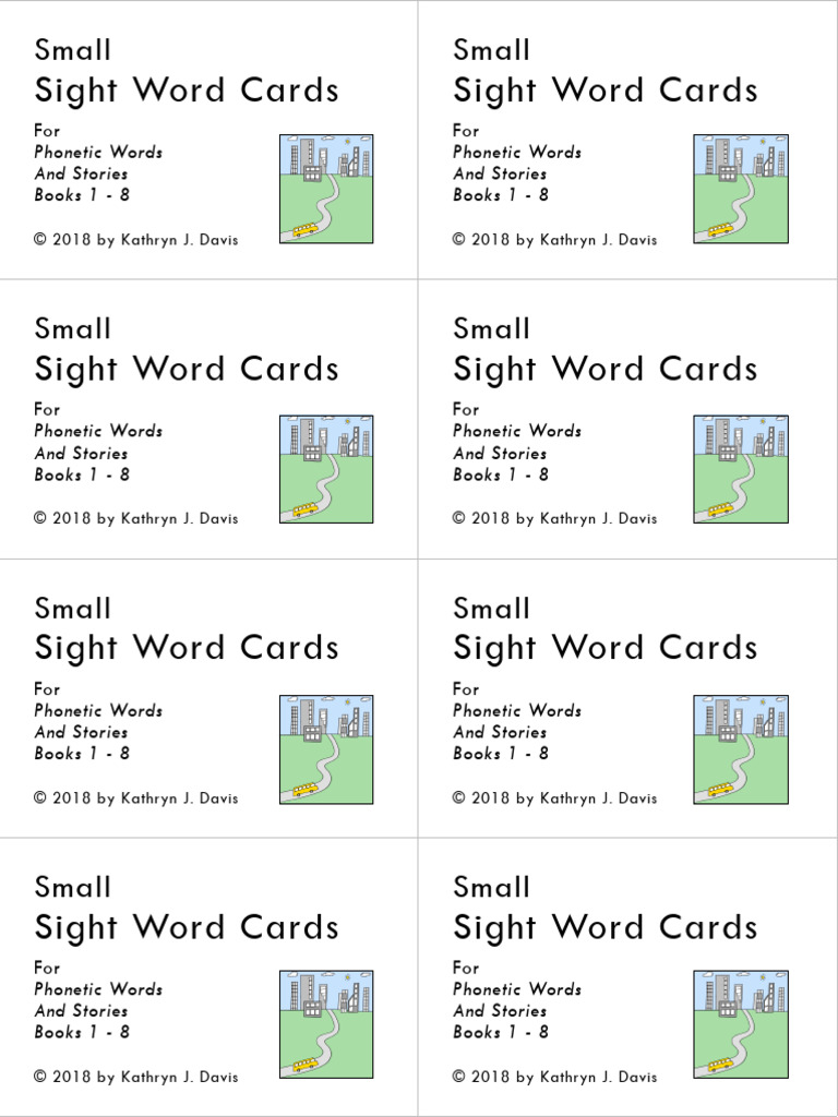 Small Sight Word Cards 2018 3 | PDF