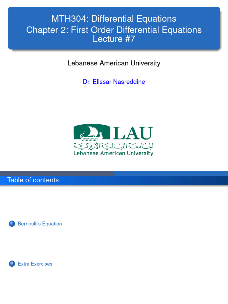 LEC7_MTH304 | PDF | Ordinary Differential Equation | Equations