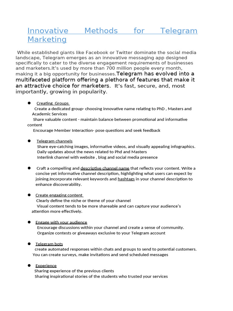 Telegram Marketing Strategies for Growth | PDF