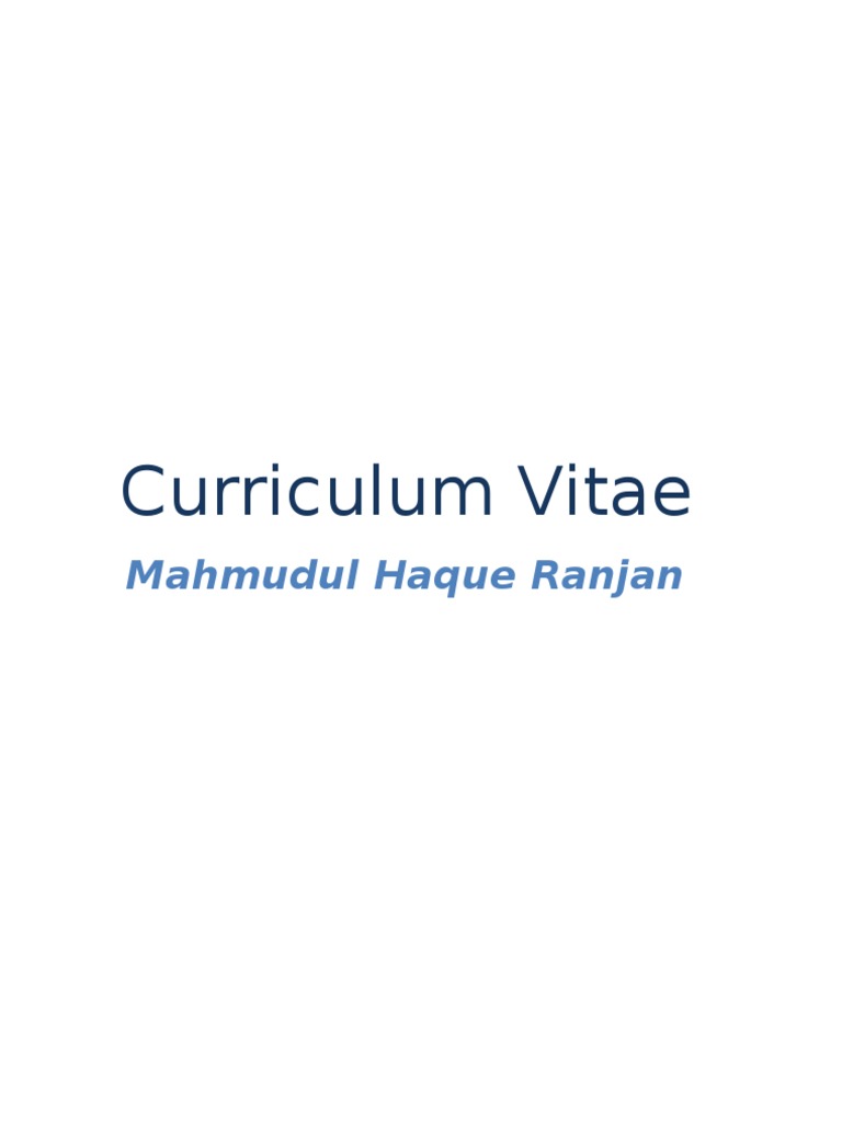 Curriculum Vitae (Ranjan) With MBA | PDF | Bangladesh | Résumé