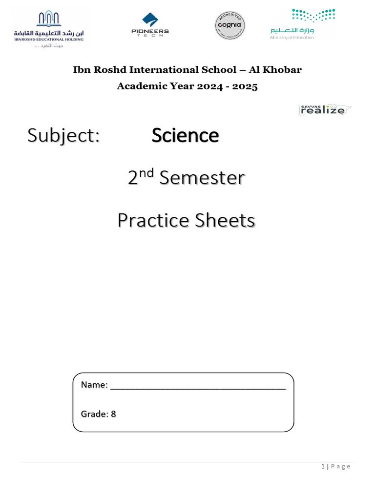 Grade 8 Science Final Exam Practice Sheets | PDF | Earth | Planets