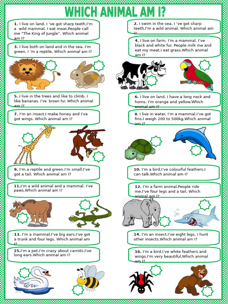 Describing Animals Fun Activities Games 36907 | PDF