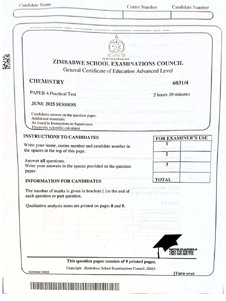 A Level Chemistry Paper 4 June 2025 | PDF