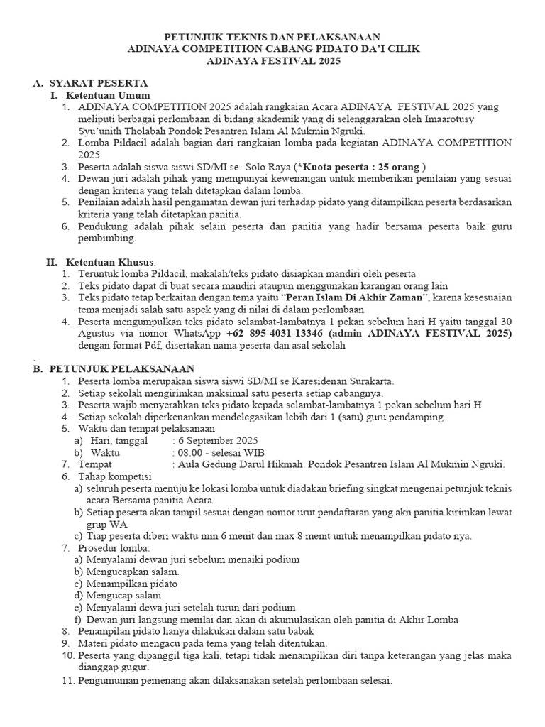 PETUNJUK TEKNIS PILDACIL | PDF