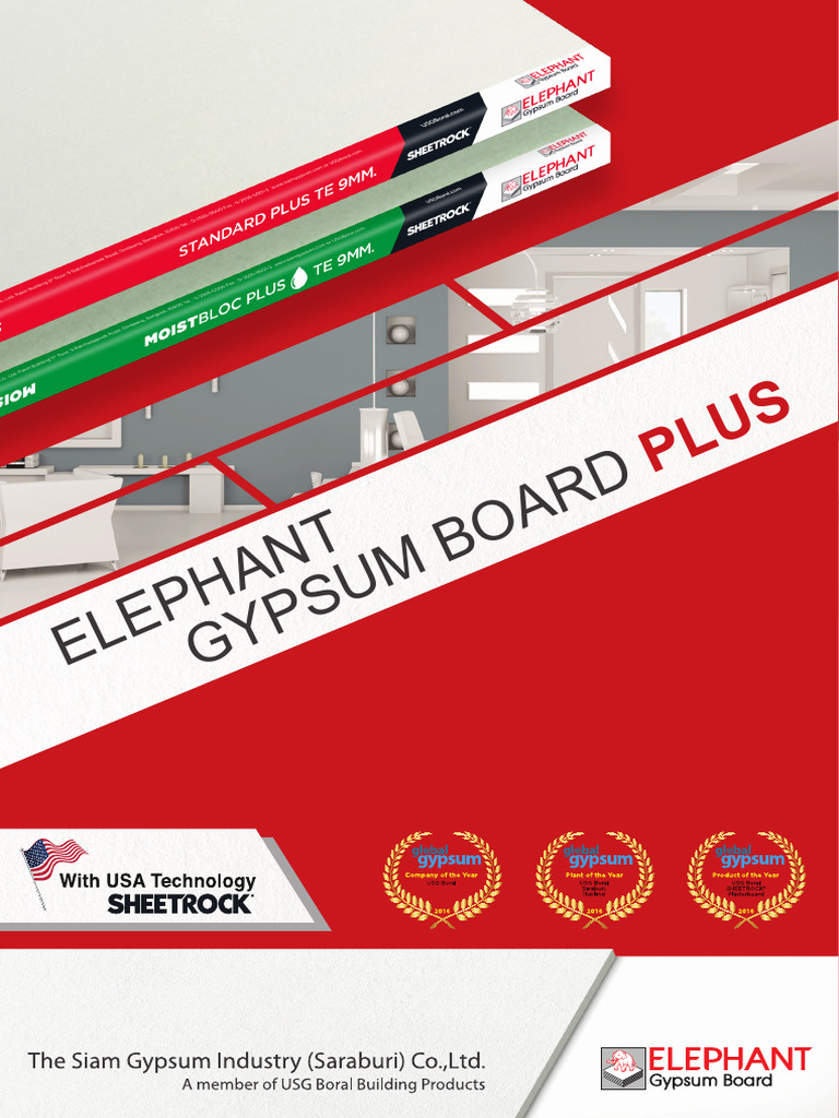 Elephant Gypsum Board Plus Overview | PDF | Drywall | Building