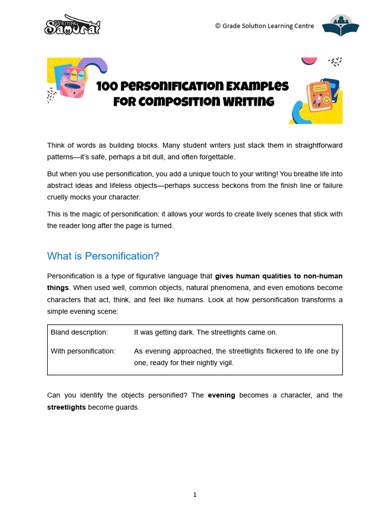 100 Examples of Personification | PDF