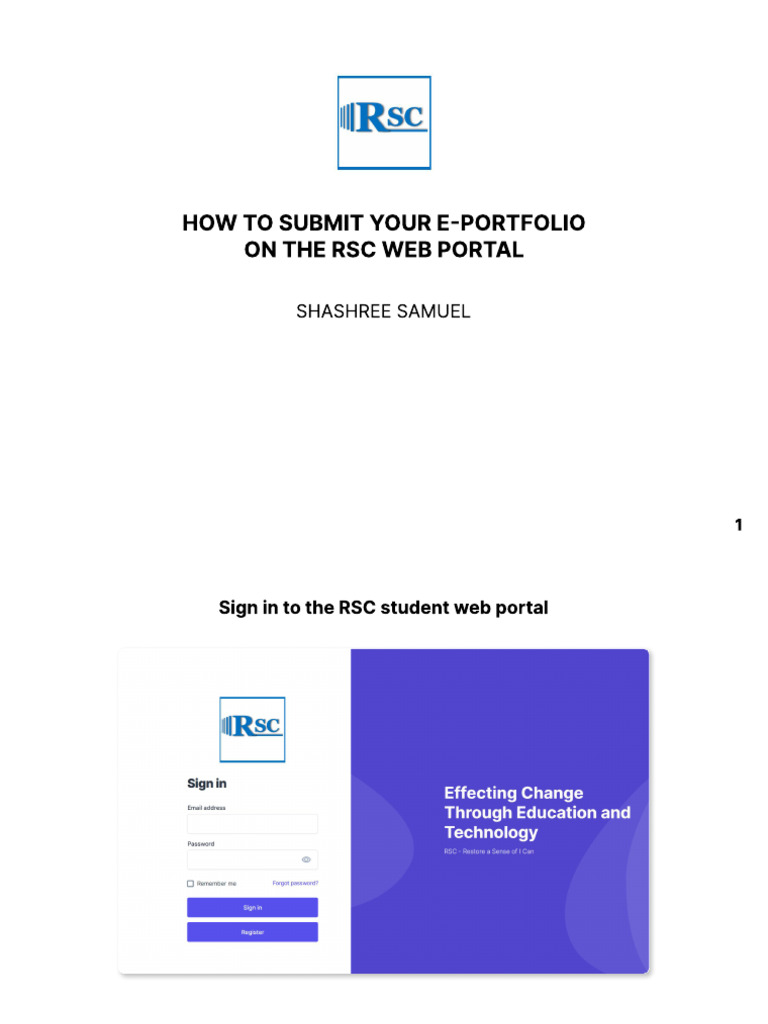 Submit Your E-Portfolio on RSC Portal | PDF