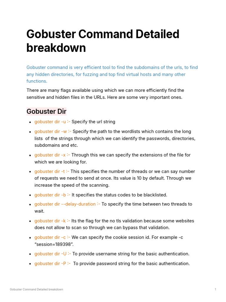 Gobuster Command Usage Guide | PDF | Domain Name System | Http Cookie