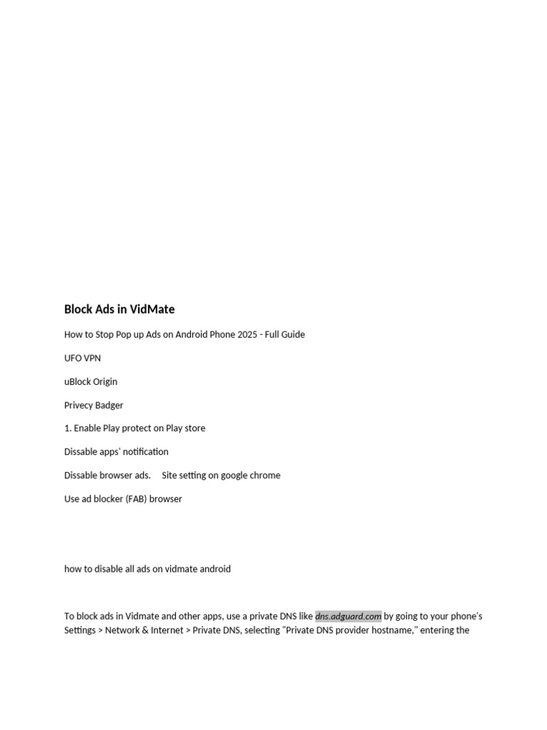 Block Ads in VidMate | PDF