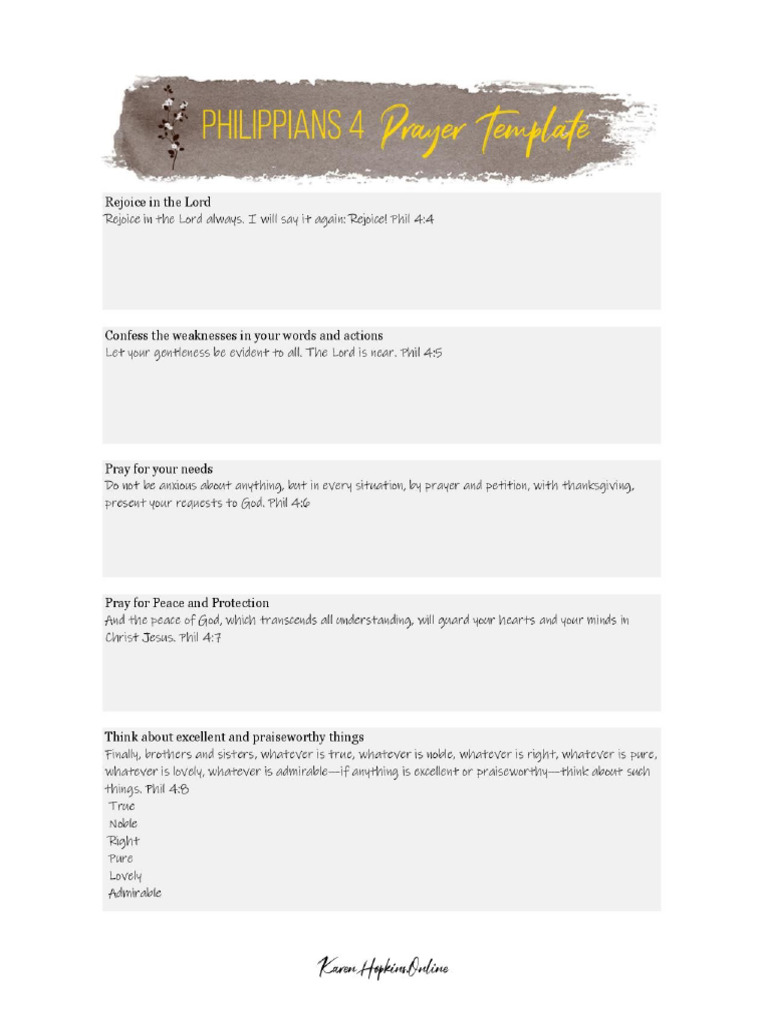 Philippians 4 Prayer Template | PDF