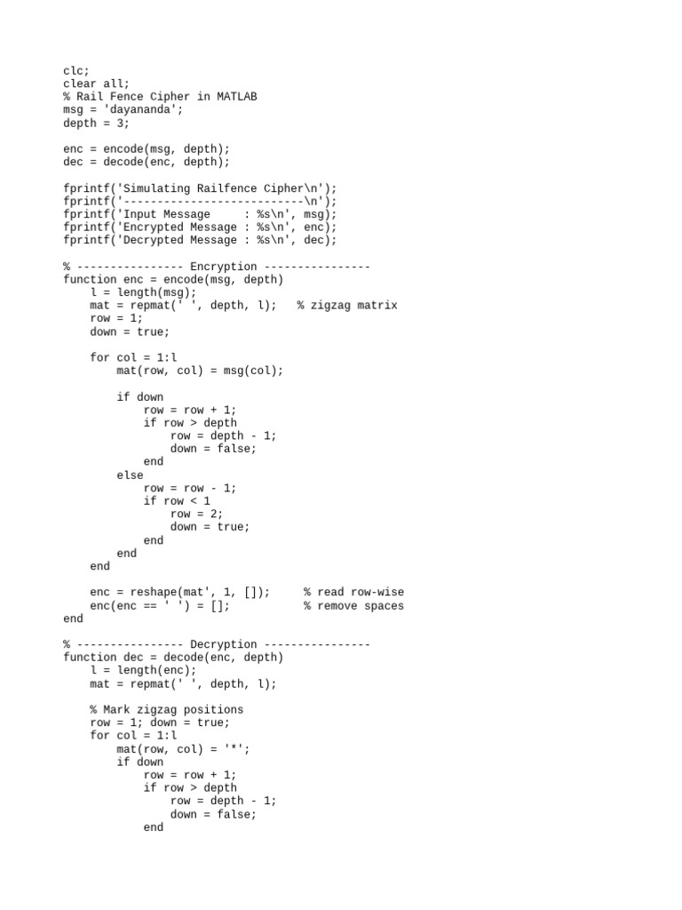 Rail Fence Cipher | PDF