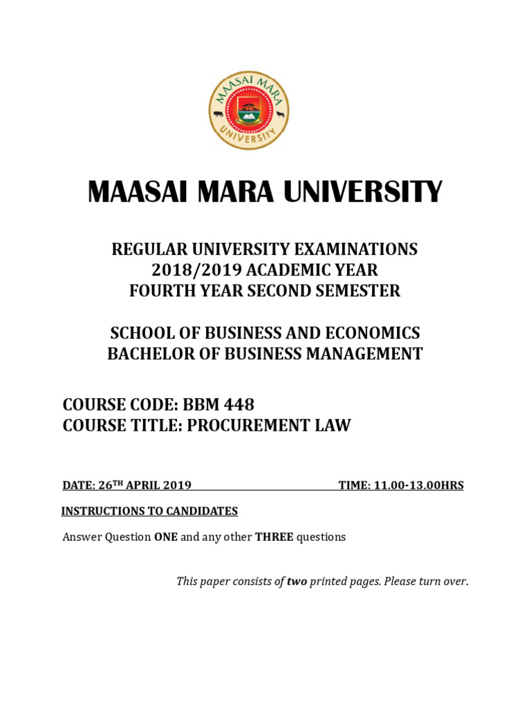 BBM 448 Procurement Law | PDF | Governance | Justice
