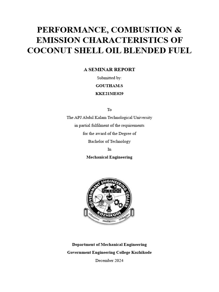 Sample of Seminar Report | PDF | Biodiesel | Biofuel