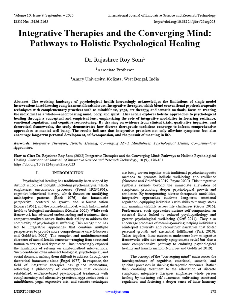 Integrative Therapies and The Converging Mind: Pathways To Holistic ...