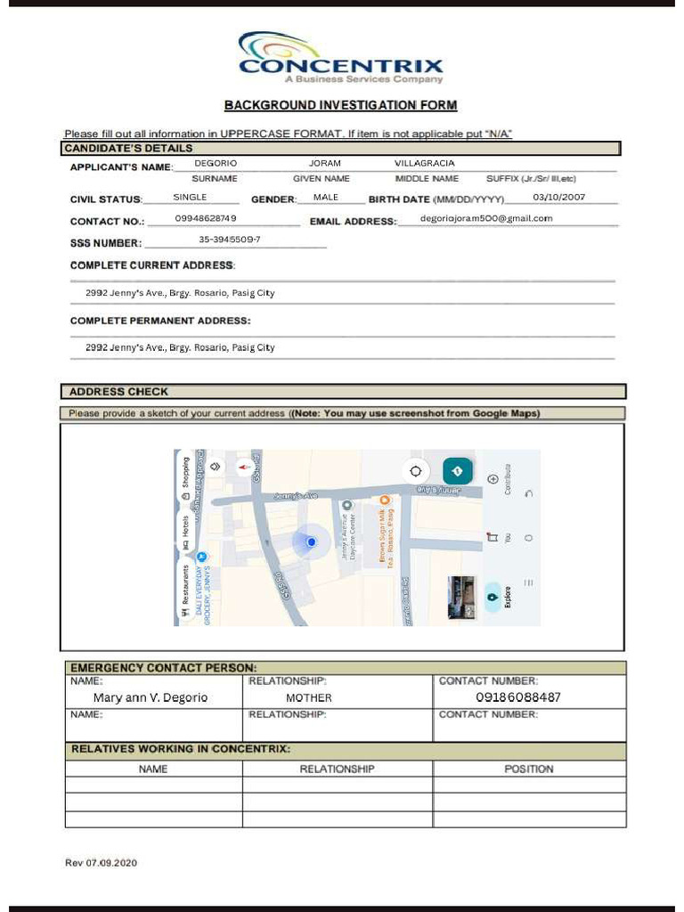 Background Investigation Form | PDF