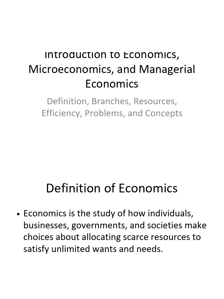 Introduction To Economics Microeconomics and Managerial | PDF ...