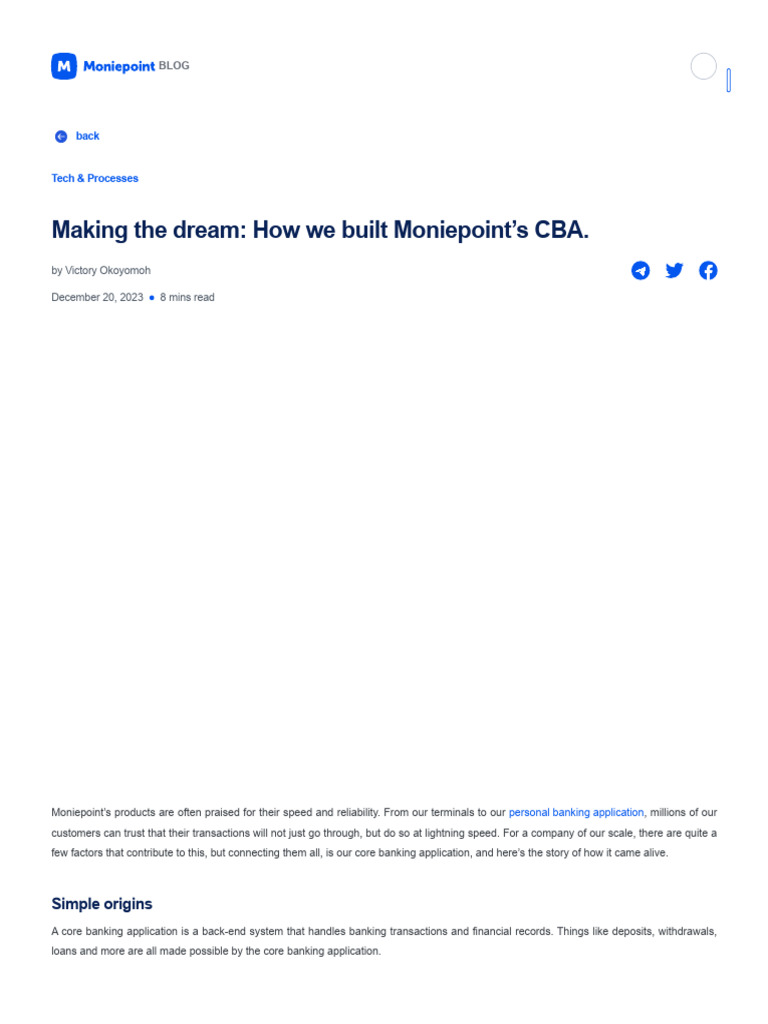 Building Moniepoint's Core Banking App | PDF | Banks | Point Of Sale