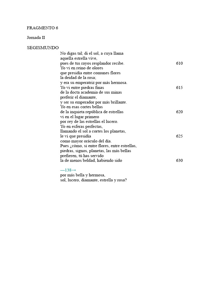 Análisis del Fragmento II de "La vida es sueño" | PDF