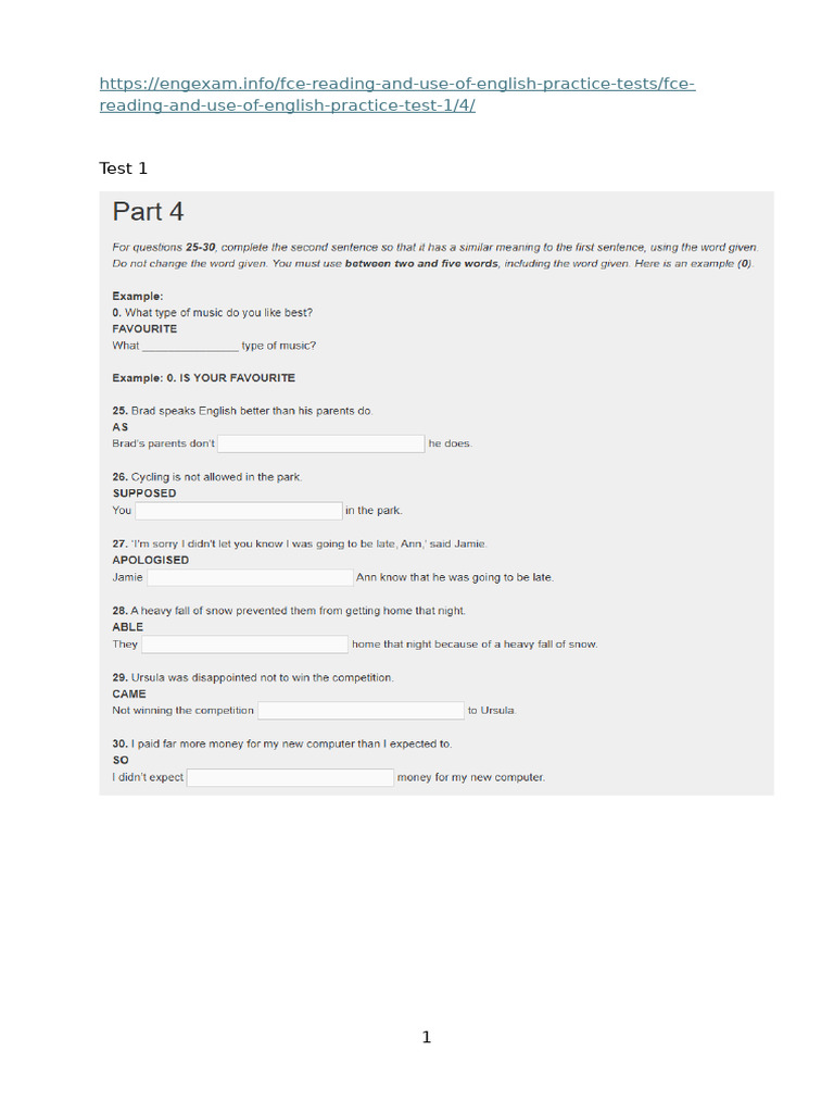 Reading Part 4 Tests B2 | PDF