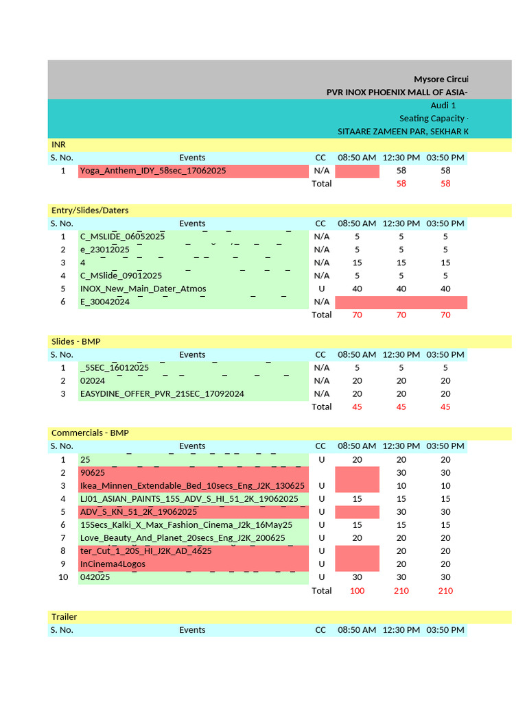 Commercial Schedule - PVR Inox Phoenix Mall of Asia - Bangalore (20 Jun ...
