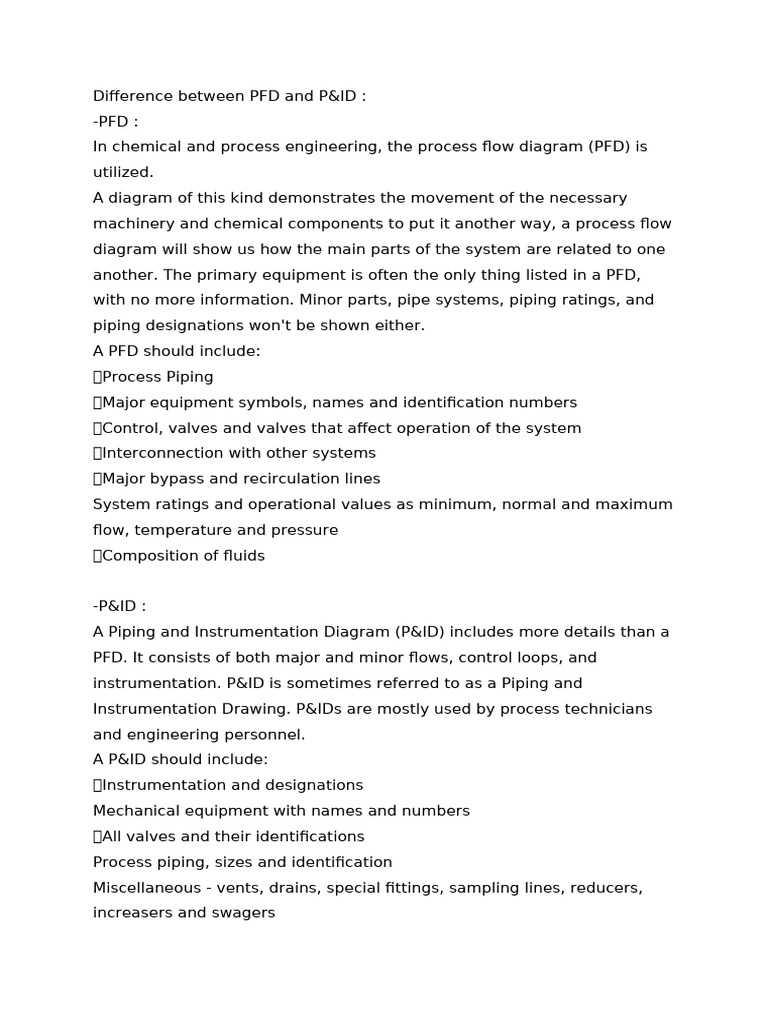 Difference Between PFD and P&ID | PDF