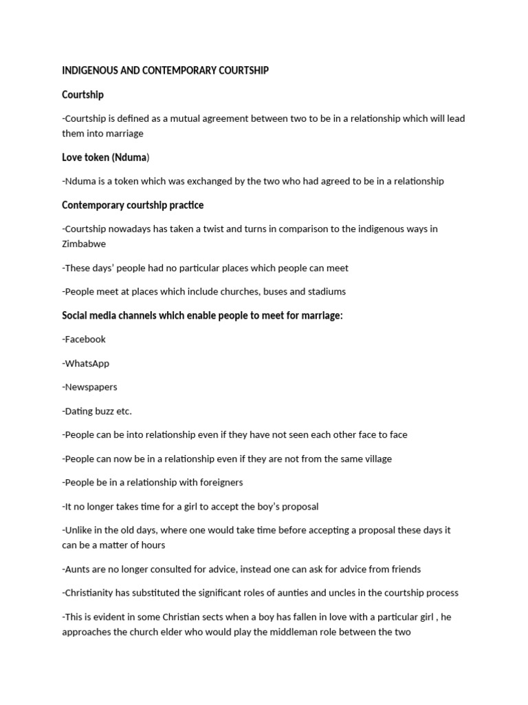 Indigenous vs. Contemporary Courtship | PDF | Marriage | Courtship