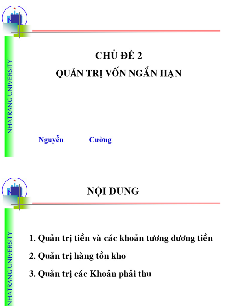 Chu de 2 - Quan Tri Von Ngan Han | PDF