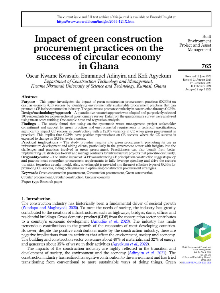 10 1108 - Bepam 06 2023 0109 | PDF | Life Cycle Assessment | P Value