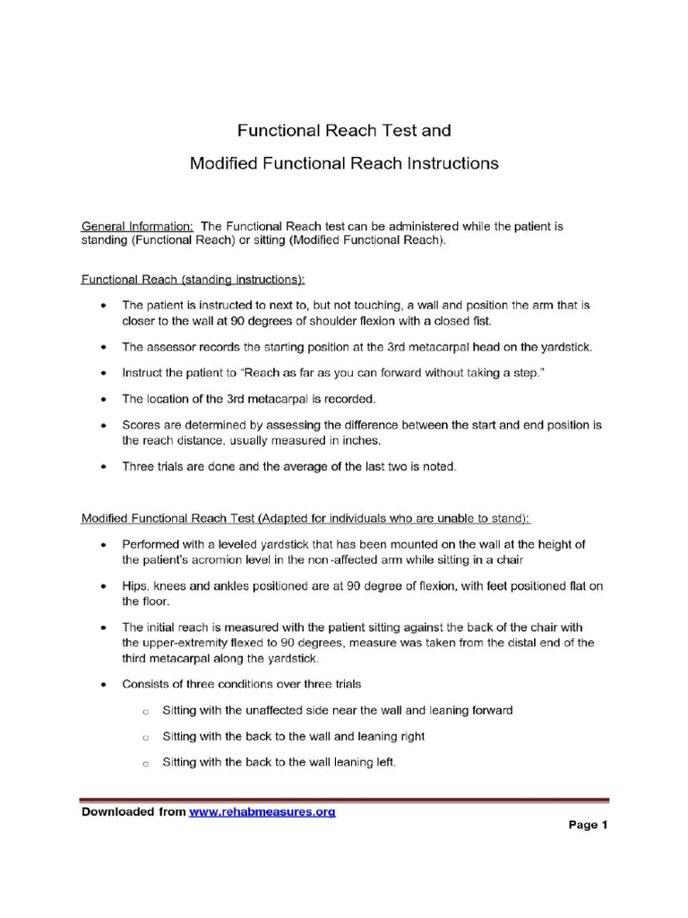 Functional Reach Test | PDF