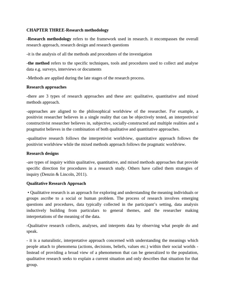 Research Notes CHAPTER THREE | PDF | Sampling (Statistics) | Methodology