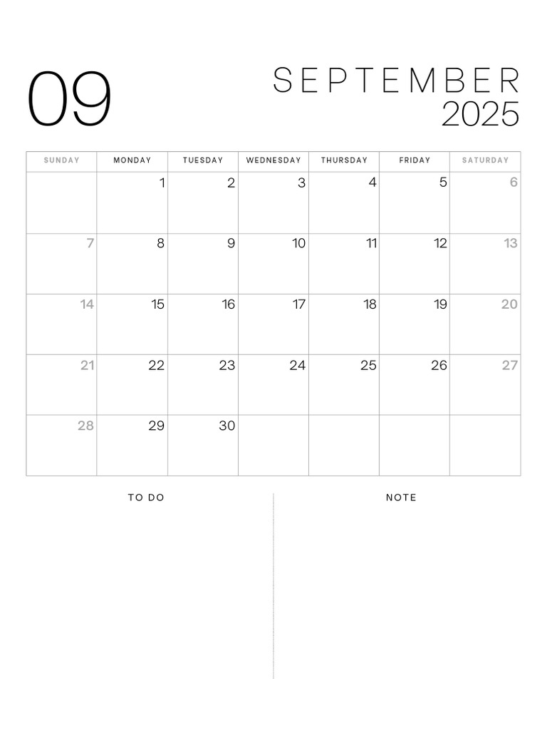 Black and White Simple Minimalist 2025 Year Planner A4 | PDF