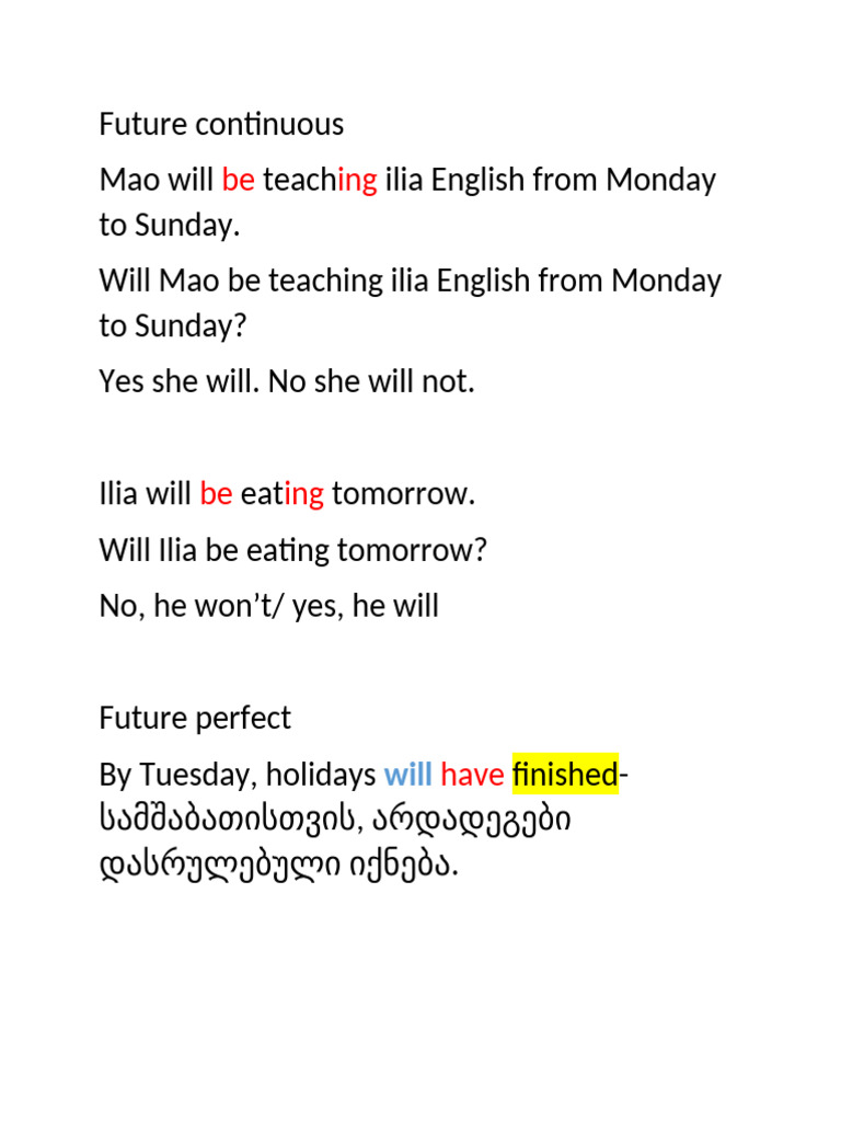 Future Continuous Vs Future Perfect | PDF
