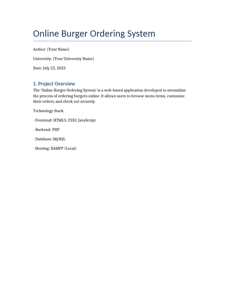 Final Burger Ordering Report With New Screenshots | PDF