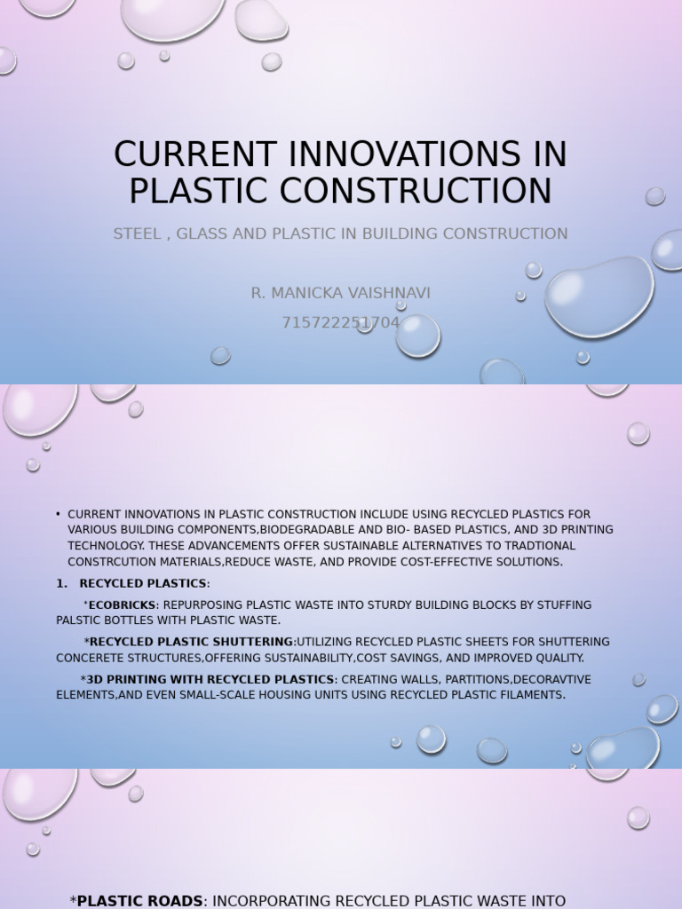 Current Innovations in Plastic Construction | PDF