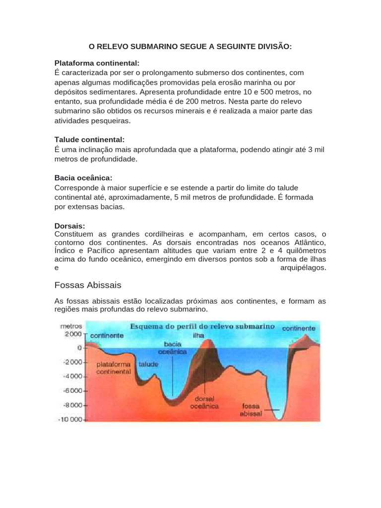 o Relevo Submarino Segue a Seguinte Divisão | PDF | Placas tectônicas | Continente