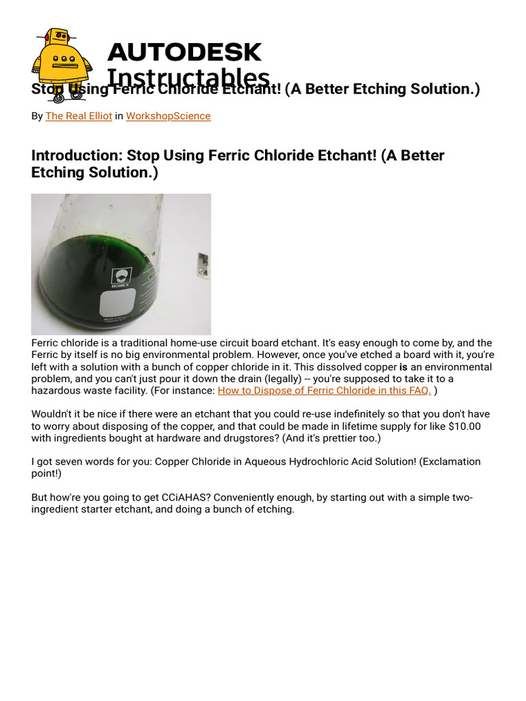 Stop Using Ferric Chloride Etchant! (A Better Etching Solution.) - 6 ...