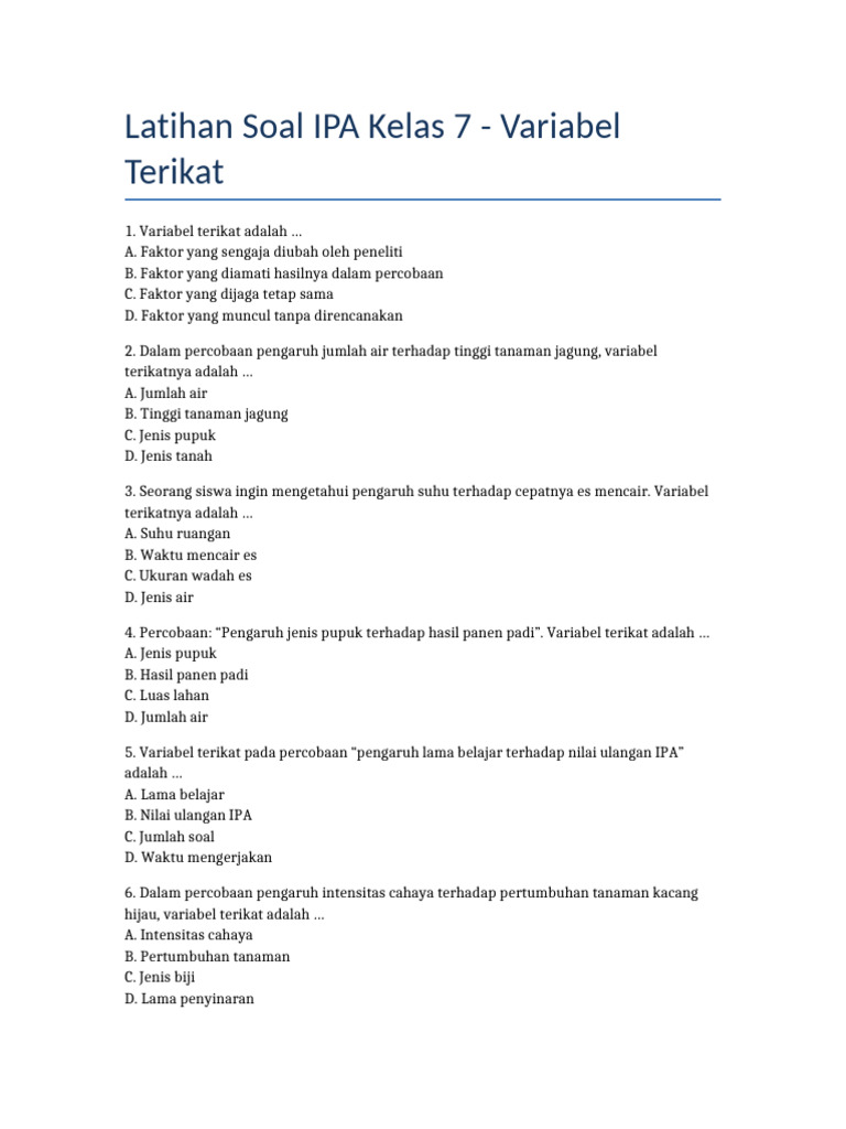 Variabel Terikat dalam Percobaan IPA | PDF