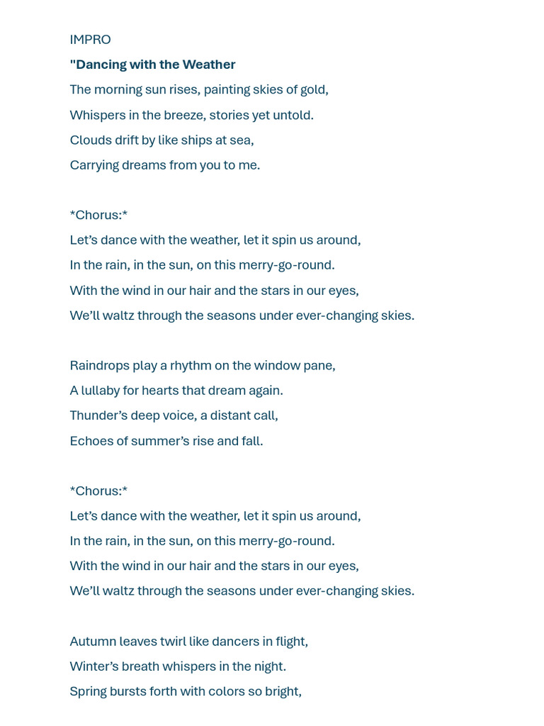 IMPROVISATION LYRICS | PDF | Sky | Storms
