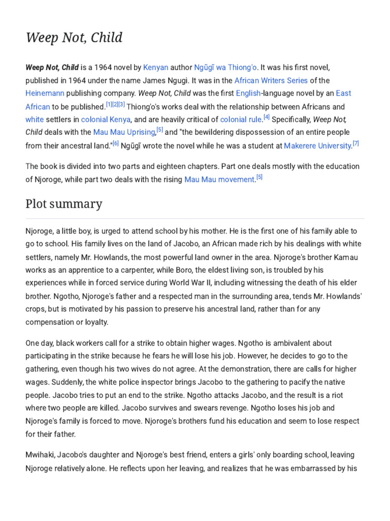 Weep Not, Child - Wikipedia | PDF