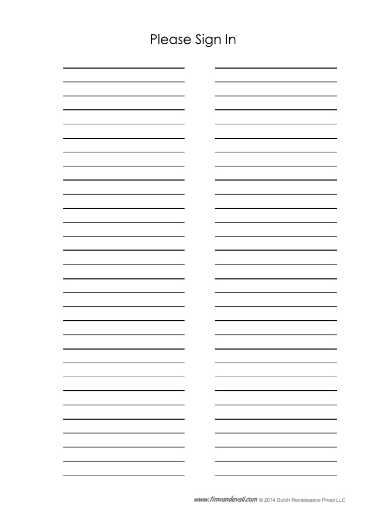 Blank Sign in Sheet Template | PDF