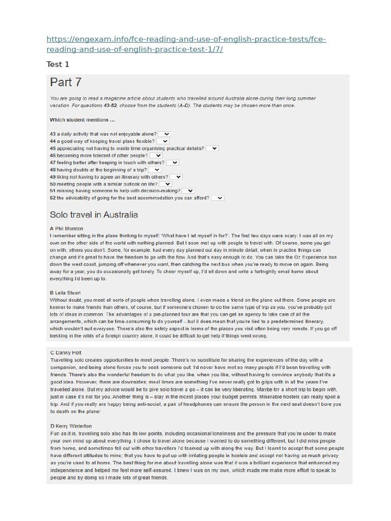 Reading Part 7 Tests B2 | PDF
