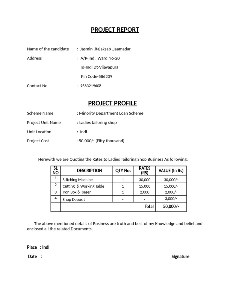 Project Report Tailoring | PDF