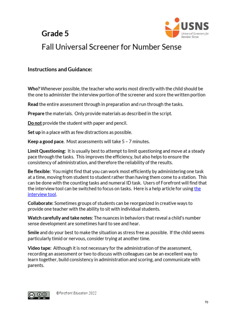 Grade 5 Fall Math Screener | PDF | Numbers | Multiplication