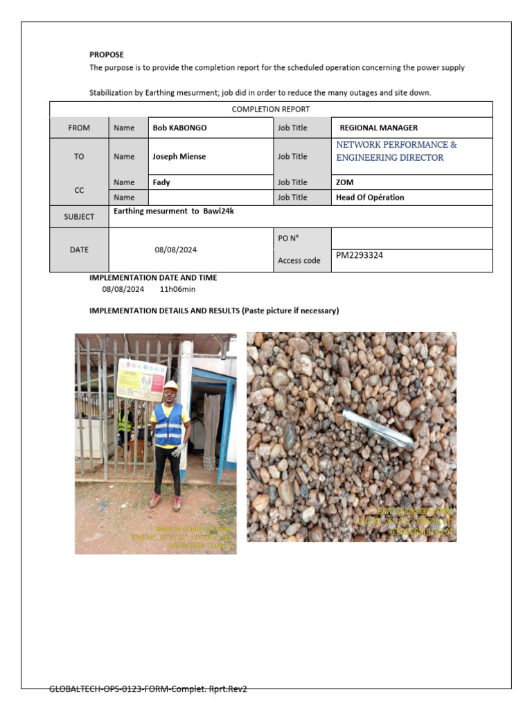 Earthing Measurement Completion Report | PDF