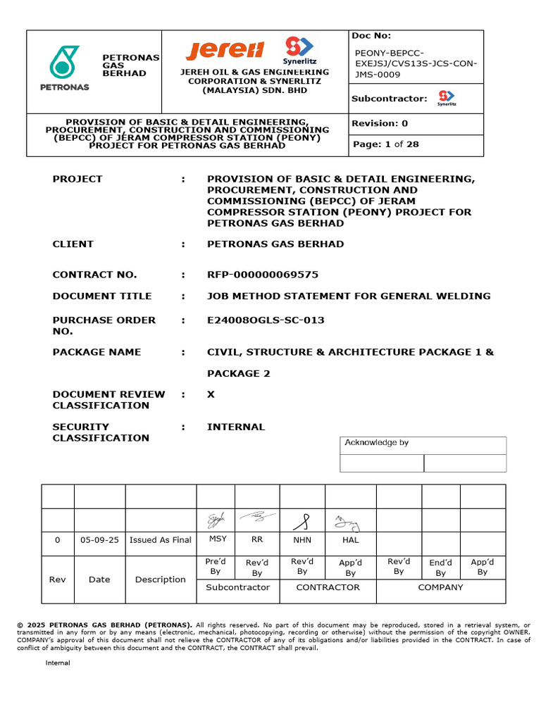 Jeram Compressor Station BEPCC Overview | PDF | Welding | Construction
