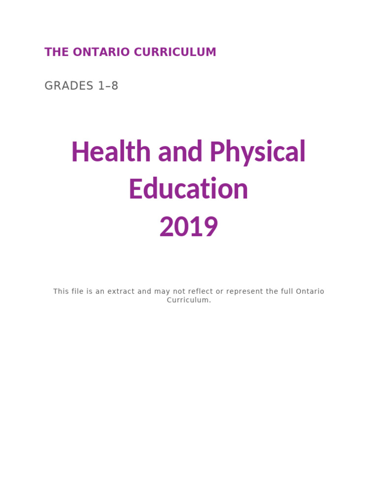 Ontario Grades 1-8 Health Curriculum 2019 | PDF | Mental Health | Well ...
