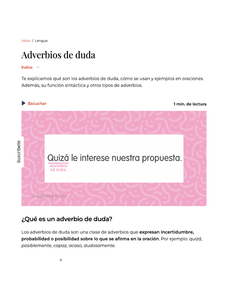Adverbios de Duda en Español | PDF